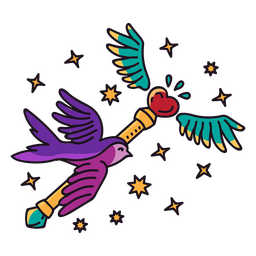 Colorful Bird Flying With A Shining Magic Wand PNG & SVG Design For T ...