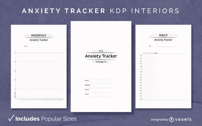 Anxiety Tracking Log Design Template KDP Vector Download