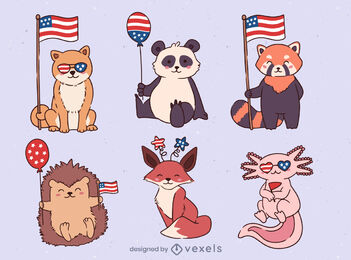 Patriot USA Animals Set Design Vector Download
