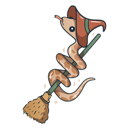 Wizard Snake Broom Cartoon PNG & SVG Design For T-Shirts