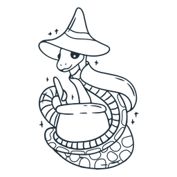 Wizard Snake Pot Character Stroke PNG & SVG Design For T-Shirts