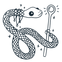 Wizard Snake Wand Character Stroke PNG & SVG Design For T-Shirts