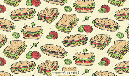 Sandwiches Pattern Design Vector Download