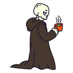 Grim Reaper Drinking Tea PNG & SVG Design For T-Shirts