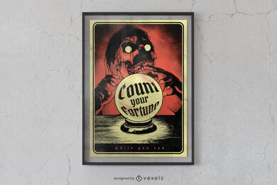 Crystal Ball And Skull Poster Design PSD Editable Template