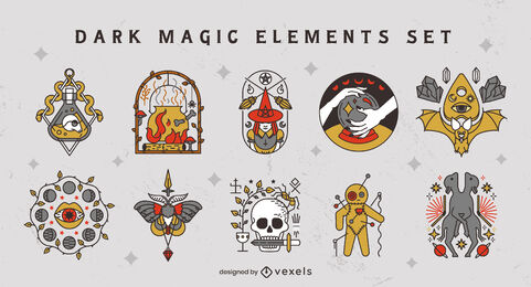 Halloween Creepy Holiday Elements Set Vector Download