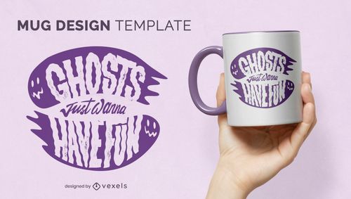Ghosts Wanna Have Fun Mug Design Vector Download