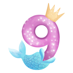 9 Mermaid Watercolor Number PNG & SVG Design For T-Shirts