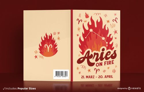 Aries Zodiac On Fire Book Cover Design Vector Download