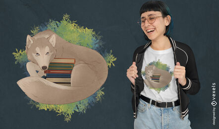 Book Wolf T-shirt Design Vector Download
