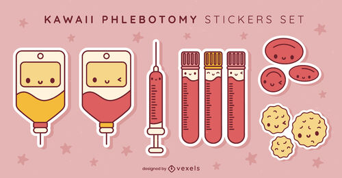 Adorable Medical Elements Sticker Set Vector Download