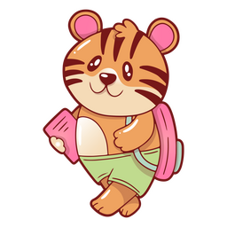 Cute Tiger Going To School PNG & SVG Design For T-Shirts
