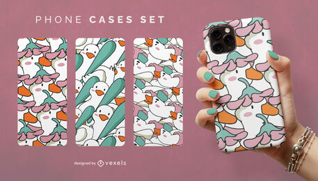 Goose Patterns Phone Cases Set Vector Download
