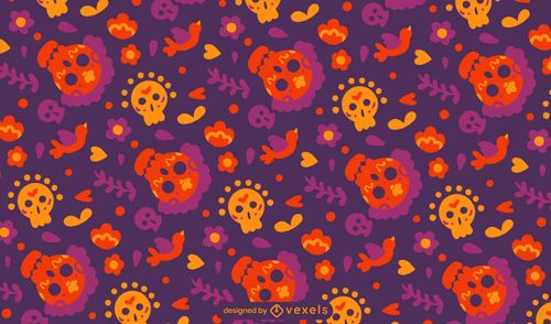Catrina And Skull Floral Pattern Design Vector Download