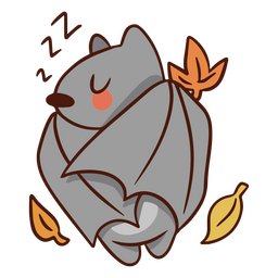 Cute Bat Color Stroke Sleeping PNG & SVG Design For T-Shirts