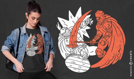 Knights Fight T-shirt Design Vector Download