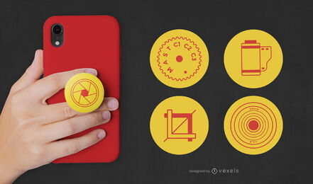 Photographer Popscoket Set Vector Download