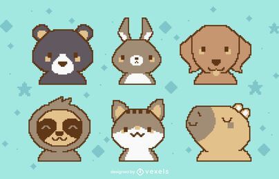 Adorable Pixel Art Wild Animals And Pets Vector Download