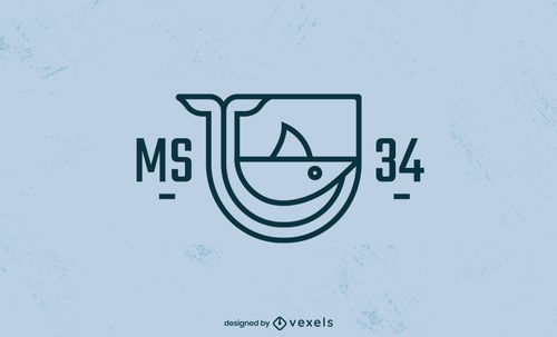 Whale Minimal Logo Design Vector Download