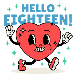 Hello Eighteen Retro Cartoon PNG & SVG Design For T-Shirts