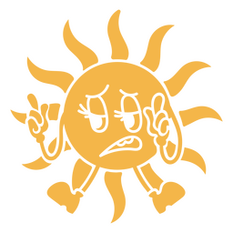 Sad Sun Cut Out Cartoon PNG & SVG Design For T-Shirts