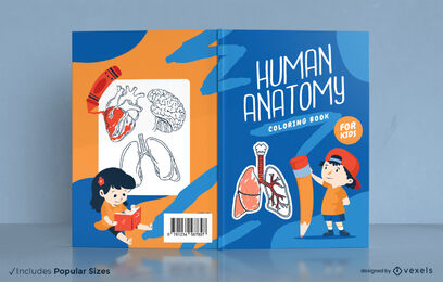 Human Anatomy For Kids Book Cover Design Vector Download