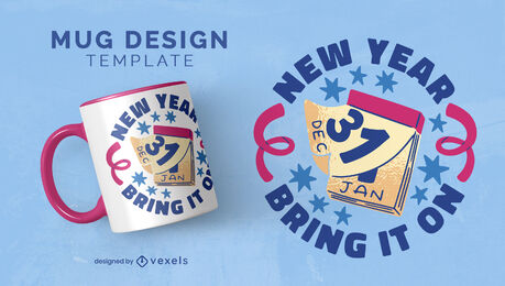 New Years Celebration Calendar Mug Design Vector Download