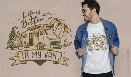 Van Car Transport Driving T-shirt Design Vector Download