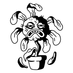 Tired Sunflower High Contrast Cartoon PNG & SVG Design For T-Shirts