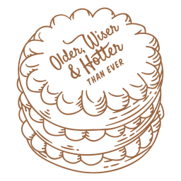 Vintage Cake With The Dedication Older Wiser And Hotter Than Ever PNG ...