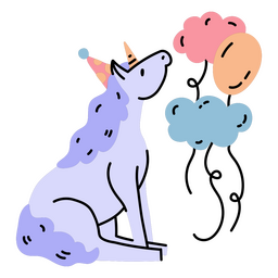 Birthday Unicorn Doodle Balloons PNG & SVG Design For T-Shirts