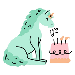 Unicorn Doodle Party Cake PNG & SVG Design For T-Shirts