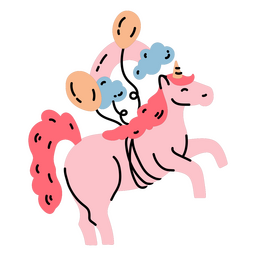 Unicorn Doodle Party Balloons PNG & SVG Design For T-Shirts