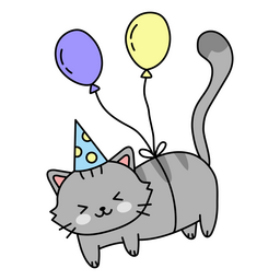 Cat Cute Birthday Balloons PNG & SVG Design For T-Shirts