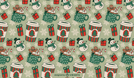 Christmas Coffee Pattern Design Vector Download
