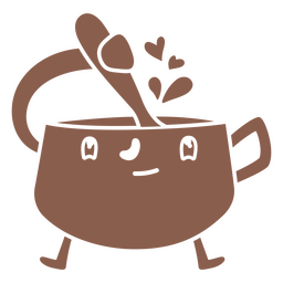 Coffee Cup Cut Out Cartoon Character PNG & SVG Design For T-Shirts