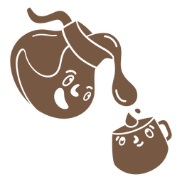Coffee Pot And Cup Cut Out Cartoon PNG & SVG Design For T-Shirts