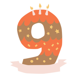 Birthday Cake Number Nine With Candles And A Ribbon PNG & SVG Design ...
