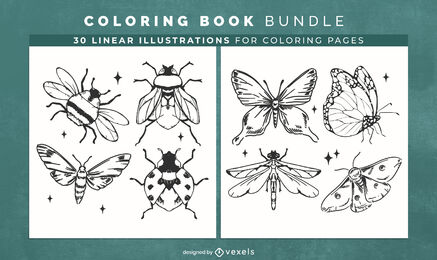 Insects And Bugs Coloring Book KDP Interior Design Vector Download