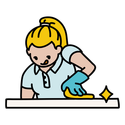 Woman Cleaning A Table With A Yellow Cloth PNG & SVG Design For T-Shirts