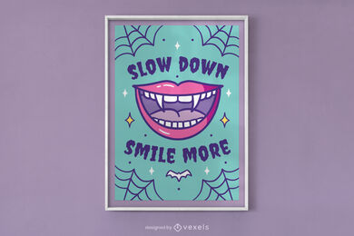 Vampire Mouth Smiling Poster Design Vector Download