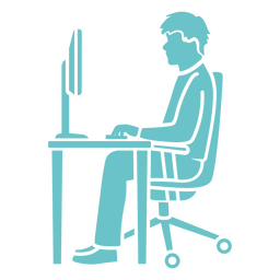 Man Sitting At A Desk Using A Computer PNG & SVG Design For T-Shirts