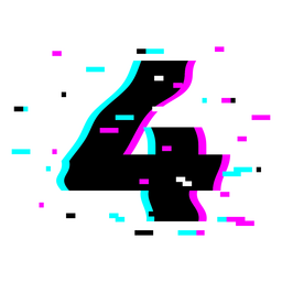 Pink And Blue Glitchy Number Four PNG & SVG Design For T-Shirts