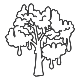 Black And White Illustration Of A Tree With Dripping Water PNG & SVG ...