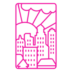 Pink City Skyline Icon PNG & SVG Design For T-Shirts