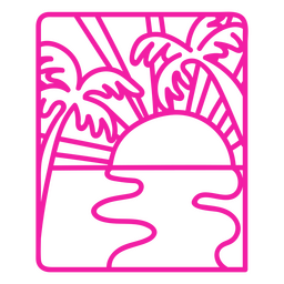 Pink Icon With Palm Trees And A Sunset PNG & SVG Design For T-Shirts