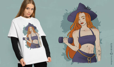 Fitness Witch T-shirt Design Vector Download