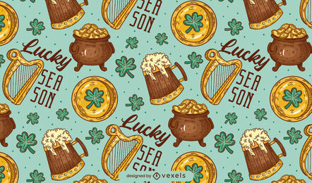 St Patricks Holiday Elements Pattern Design Vector Download