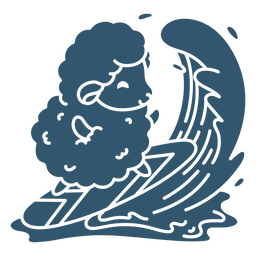 Sheep Riding A Wave On A Surfboard Cutout PNG & SVG Design For T-Shirts