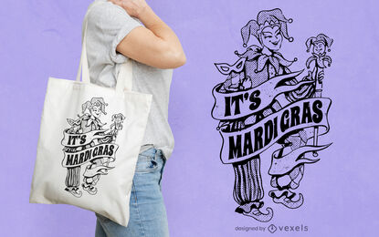 Mardi Gras Holiday Jester Tote Bag Design Vector Download